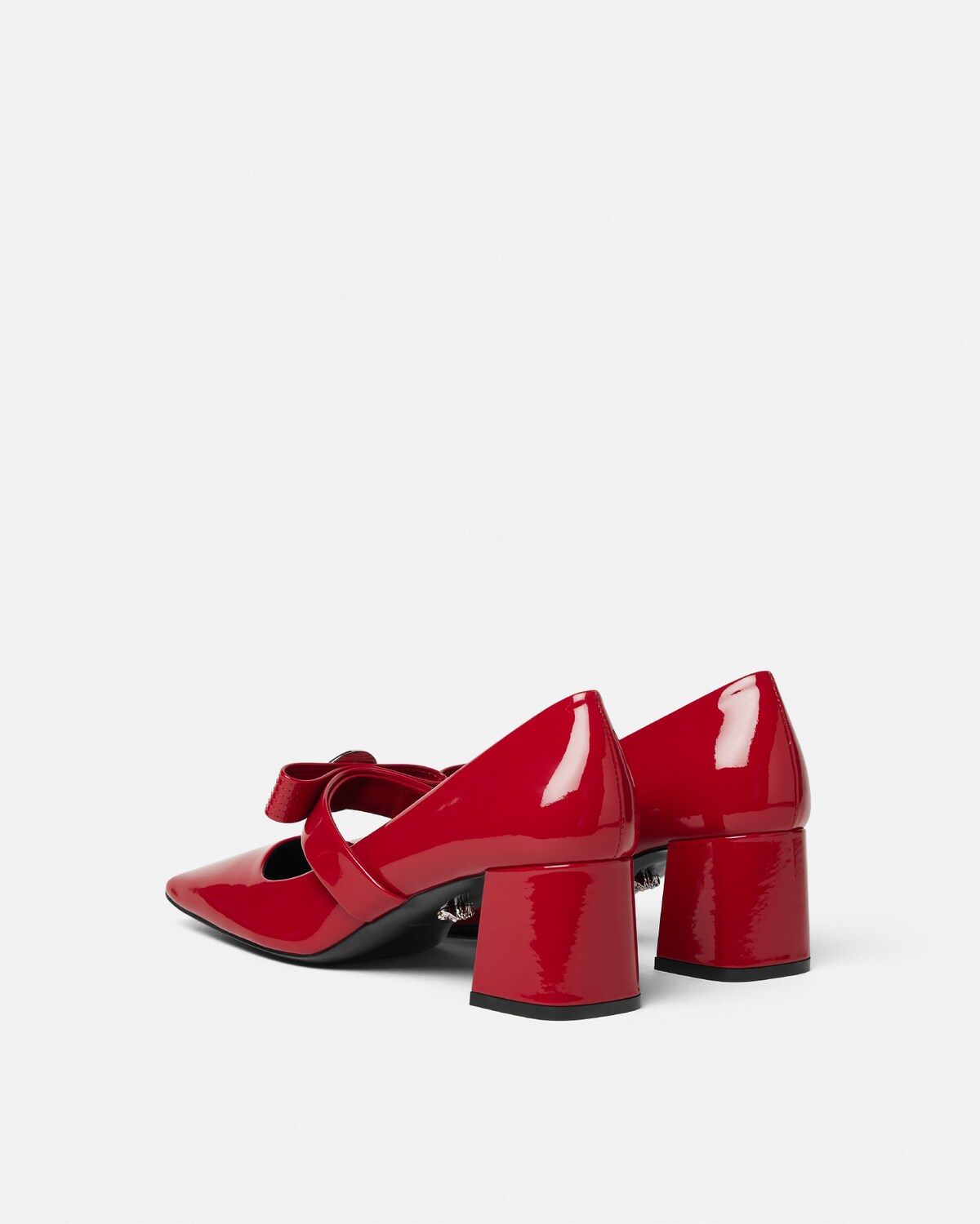 Gianni Ribbon Block Pumps 55 mm Red | VERSACE IN