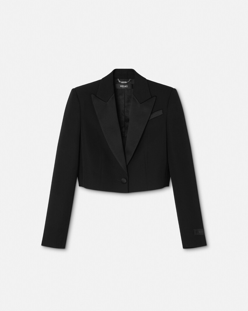 Tuxedo Cropped Blazer Black | VERSACE IN