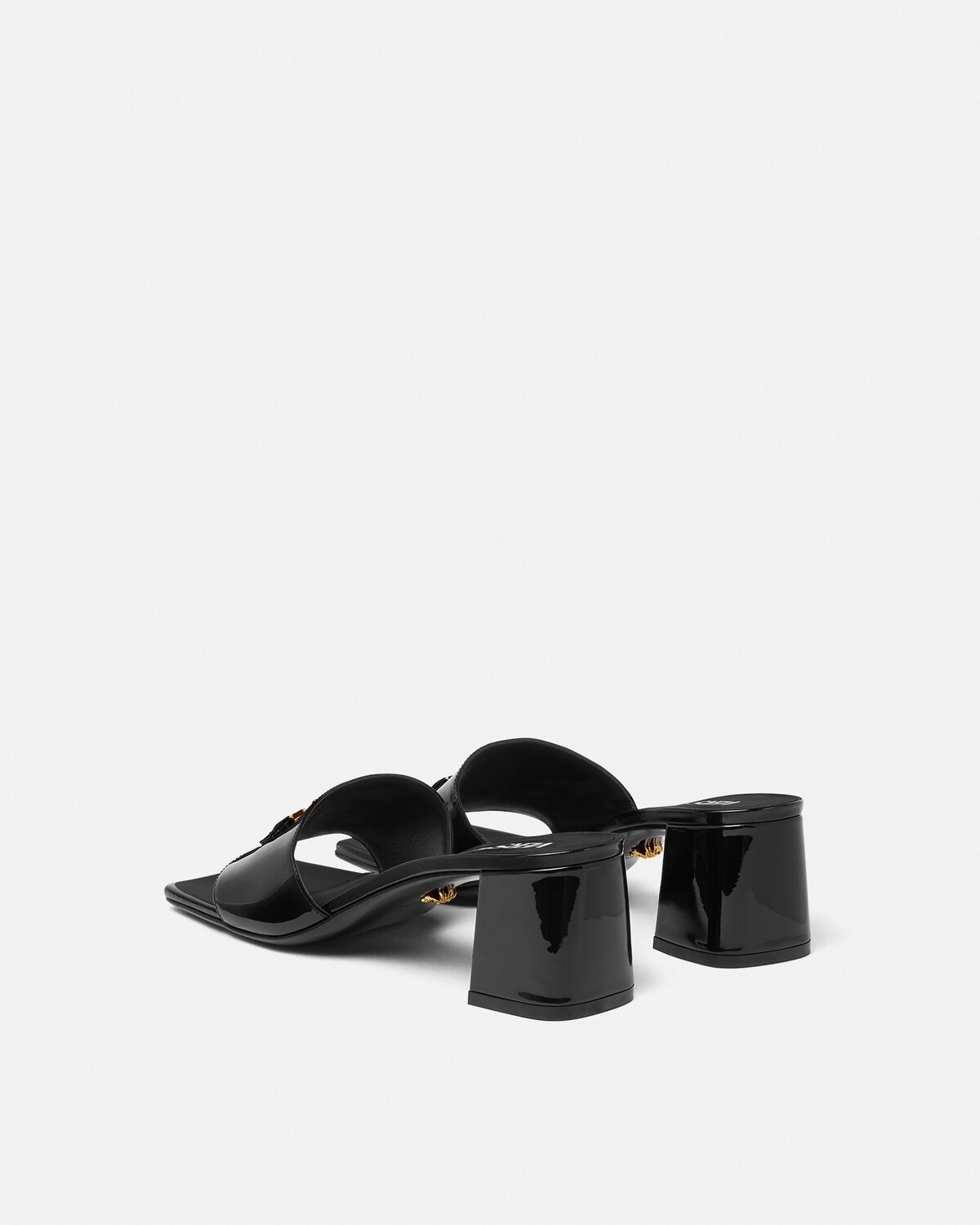Medusa '95 Patent Mules 55 mm Black,Gold | VERSACE AU