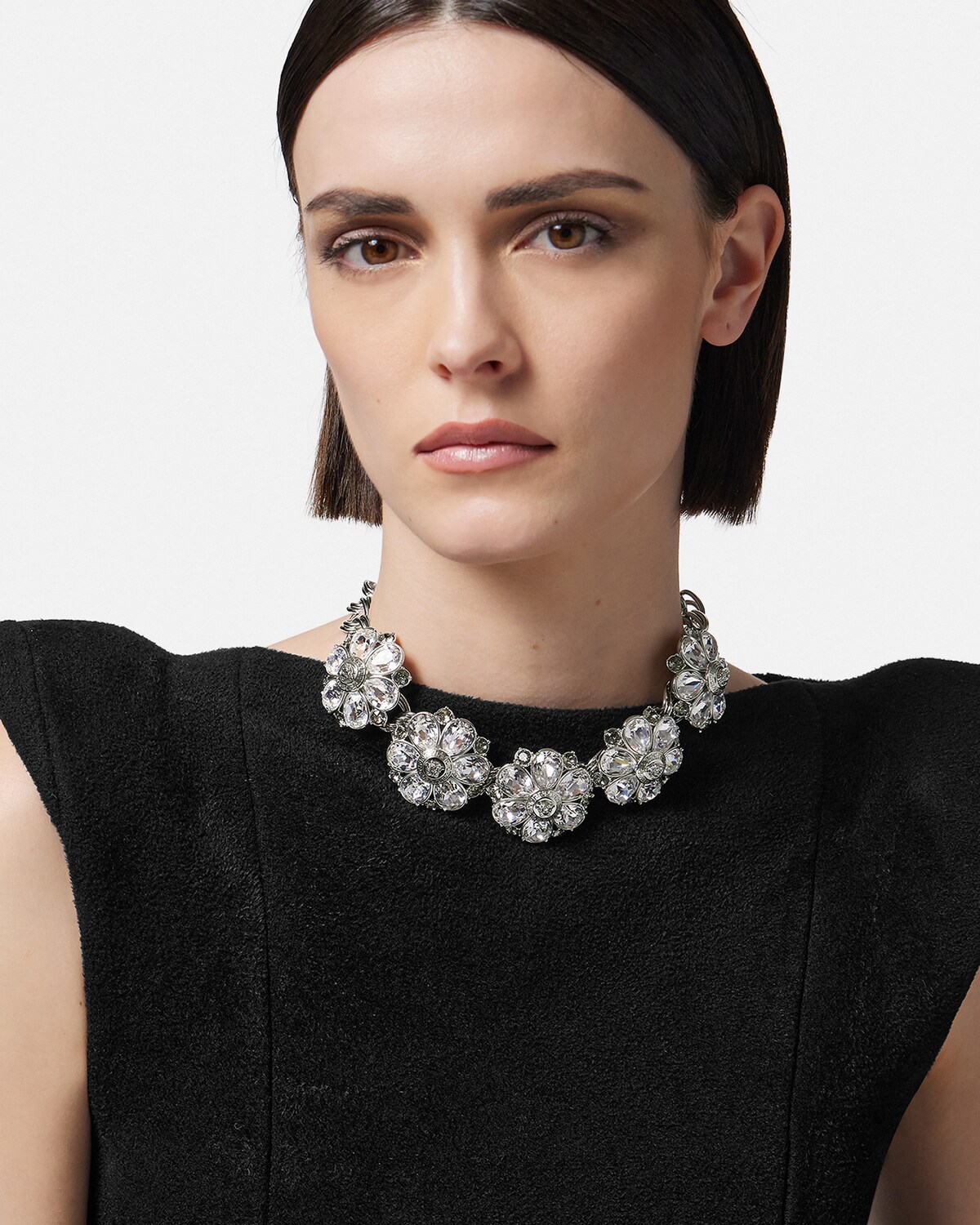 Crystal Flower Choker Silver | Versace US