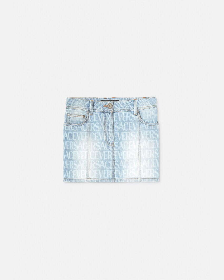 Versace Versace Allover Denim Mini Skirt For Women Online Store Eu