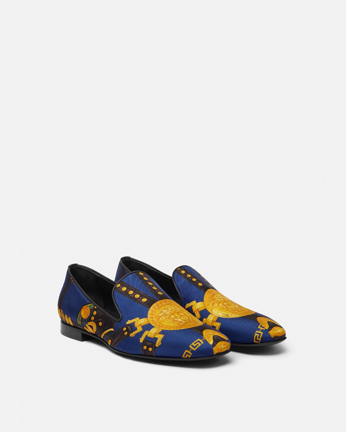 Versace Medusa Saddle Silk Slippers | VERSACE