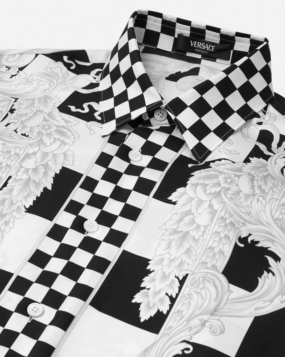 Camisa de seda Medusa Contrasto Negro,Estampado | VERSACE MX