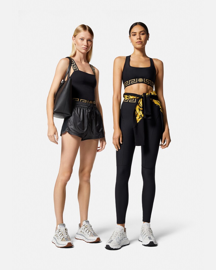 Greca Border Gym Sports Bra Black | VERSACE US