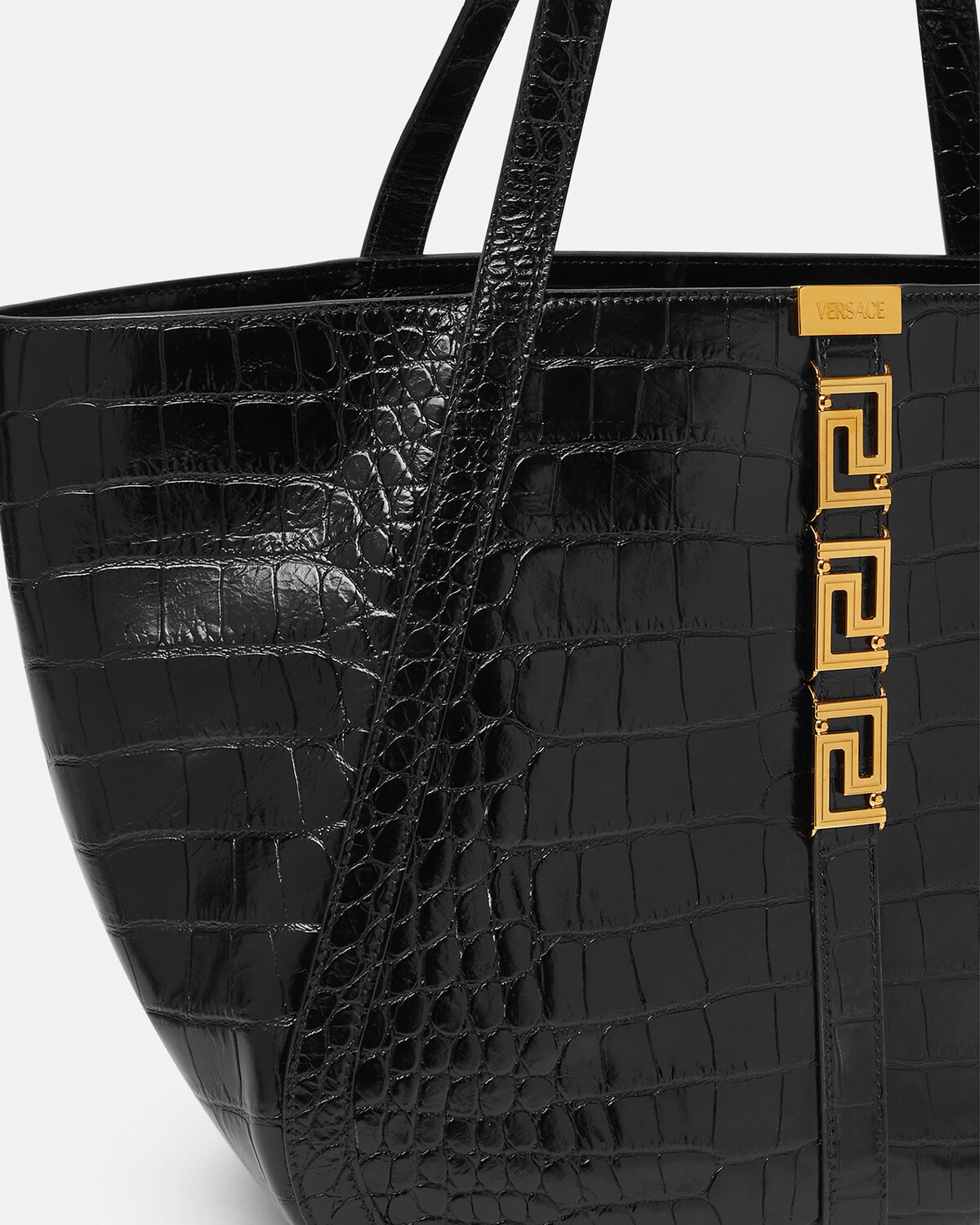 Versace Croc-Effect Greca Goddess Large Tote Bag | VERSACE