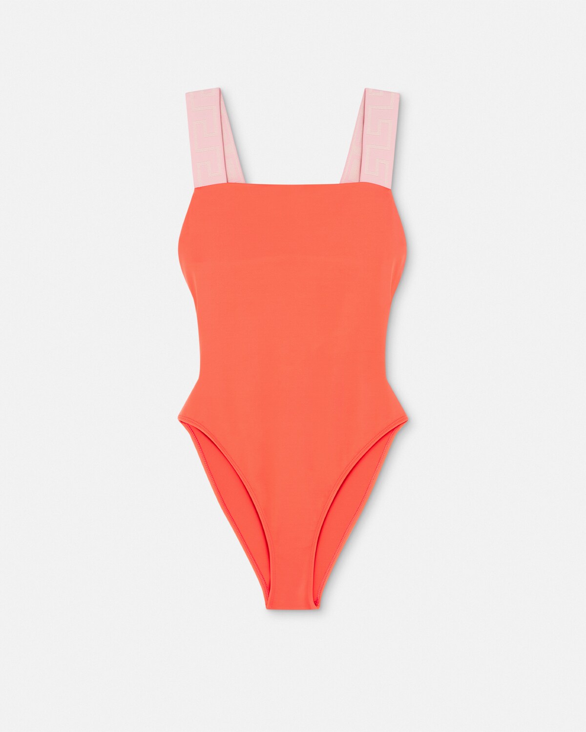 Greca Border One-Piece Swimsuit Orange | VERSACE US