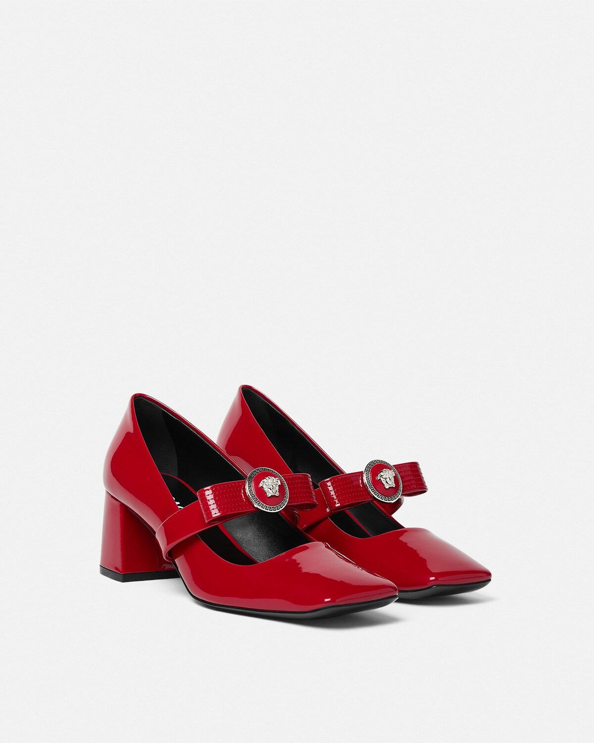 Gianni Ribbon Block Pumps 55 mm Red | VERSACE IN
