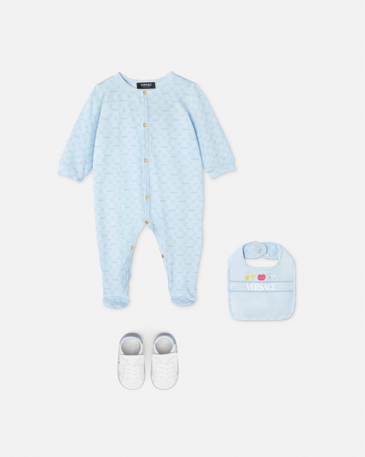 Versace Morning Baby Sleepsuit Set Blue | VERSACE IN