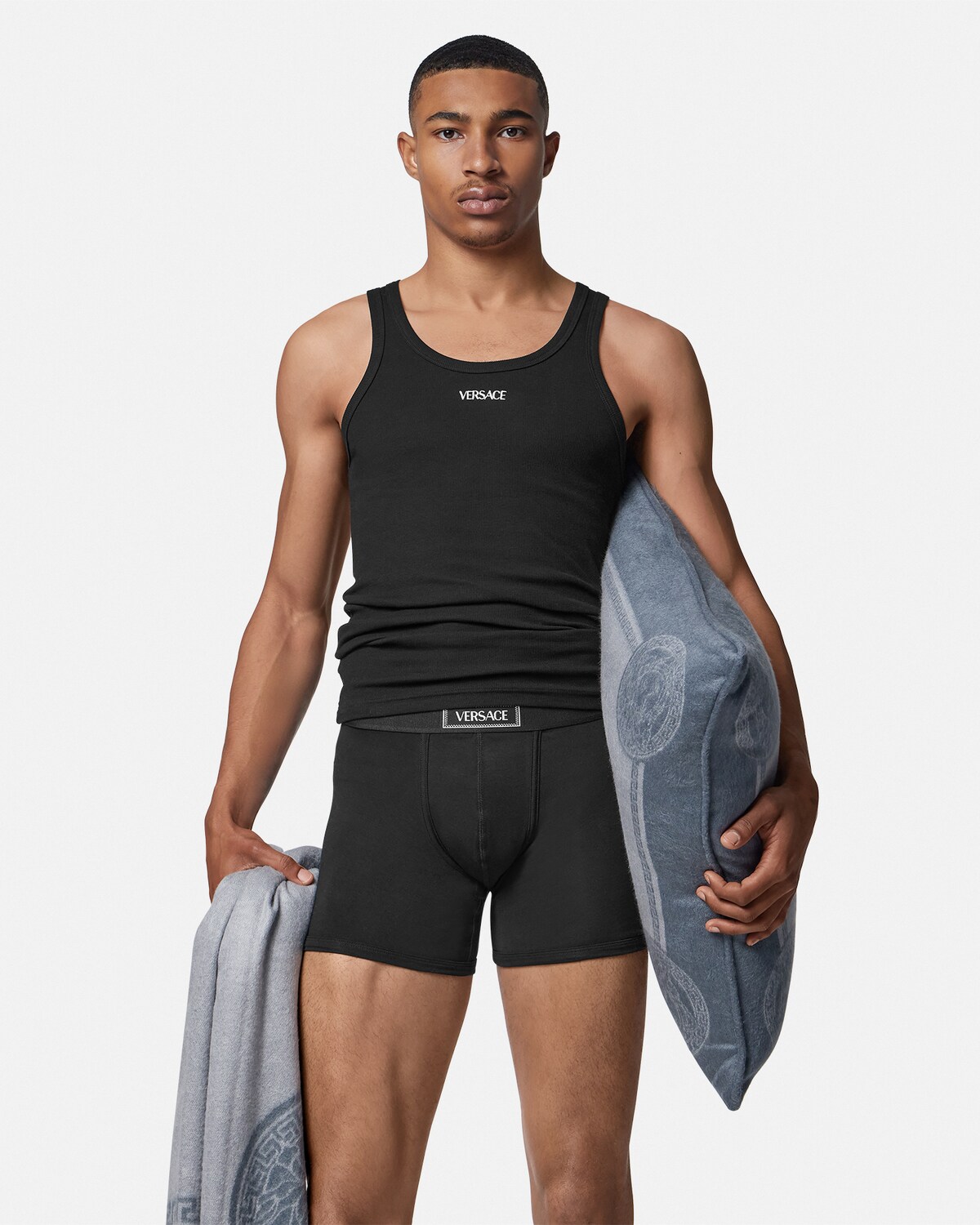 90s Vintage Logo Long Trunks Black | VERSACE UK