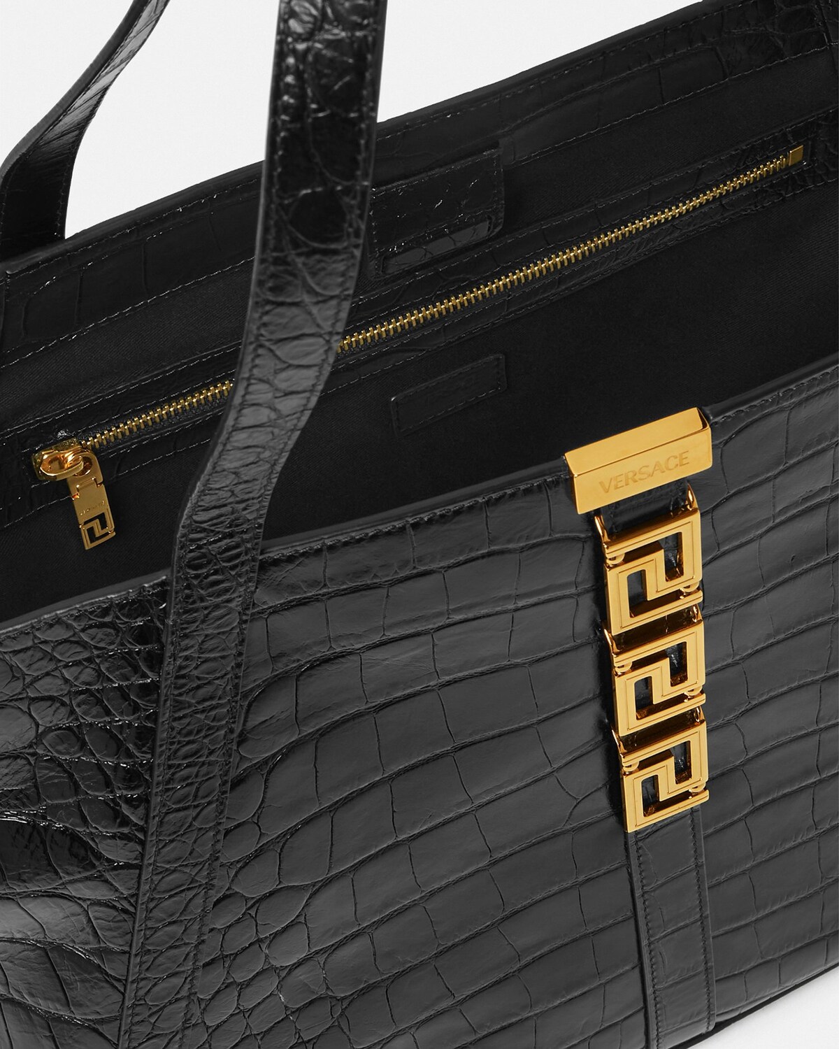 Versace Croc-Effect Greca Goddess Large Tote Bag | VERSACE