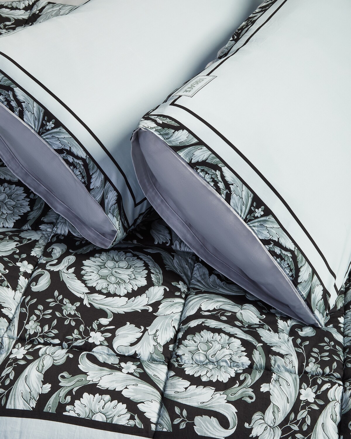Barocco Full/Queen Bed Set Blue,Print | VERSACE IN