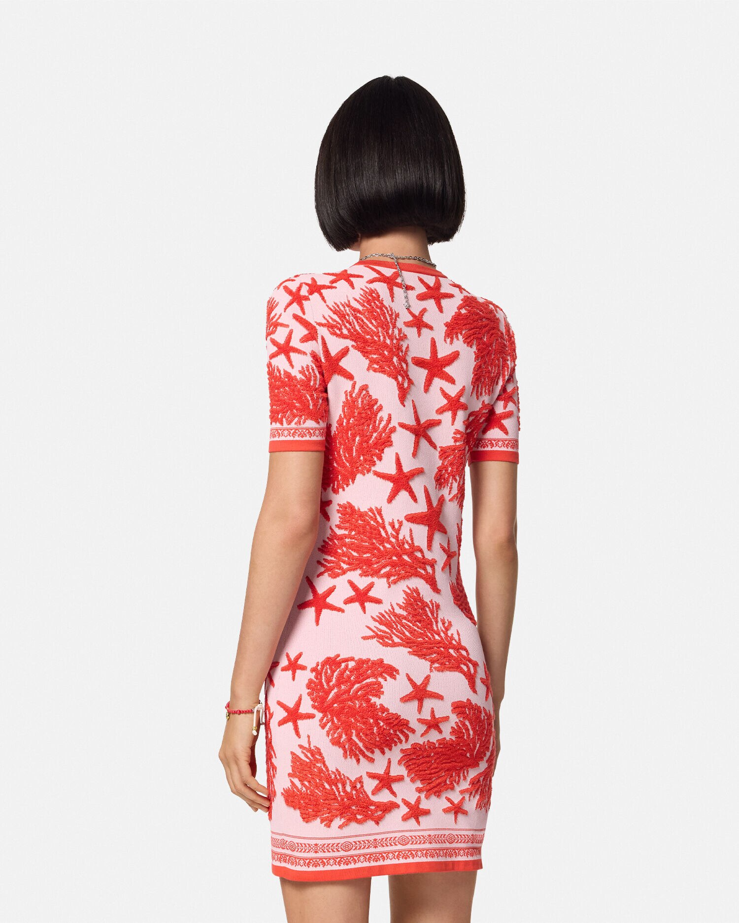 Barocco Sea Knit Midi Dress Pink | VERSACE US Barocco Sea Knit Midi Dress Pink | VERSACE US
