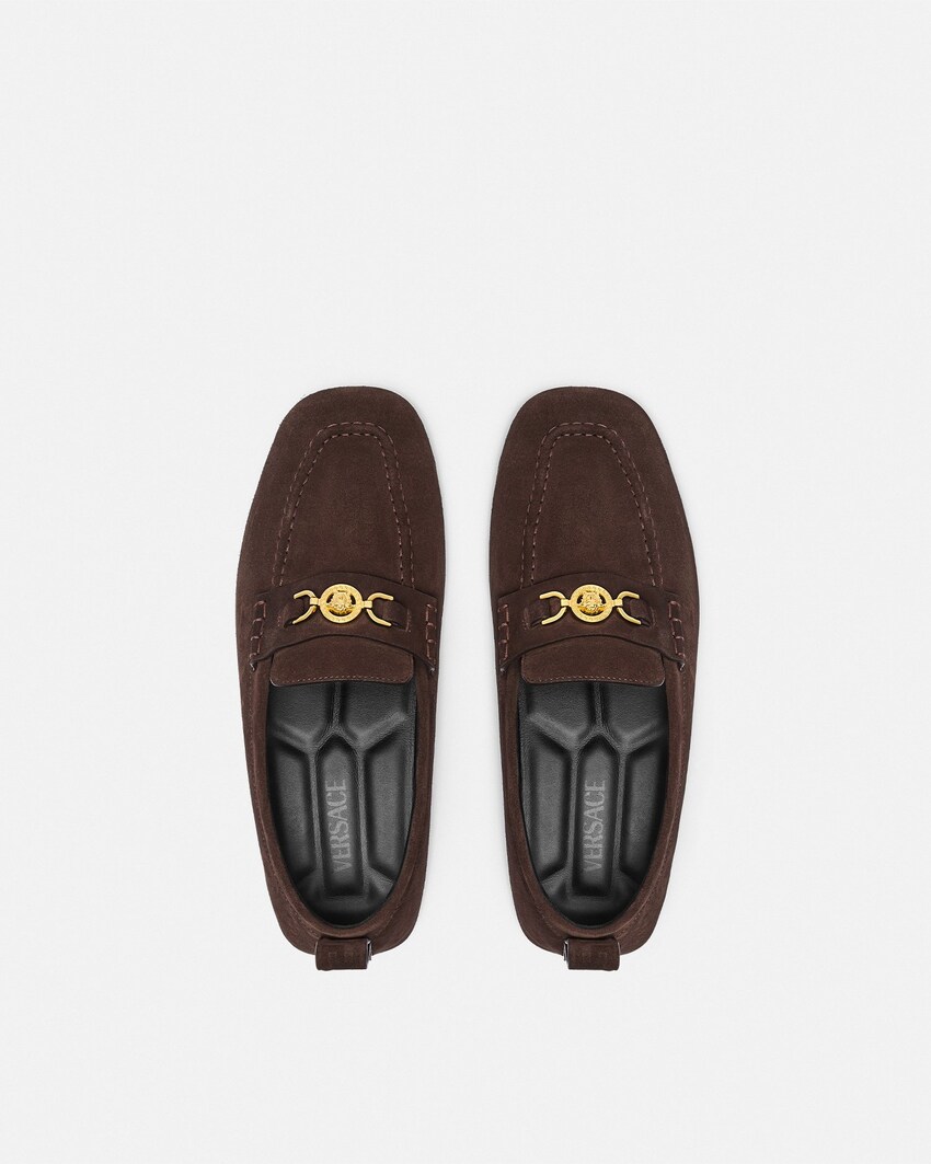 Villa Suede Driver Shoes | VERSACE US