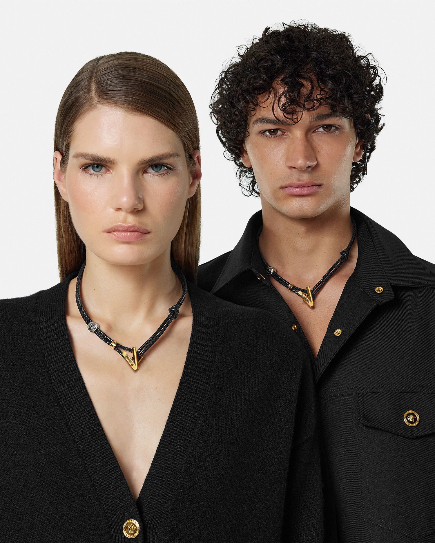 Versace necklace black and gold store