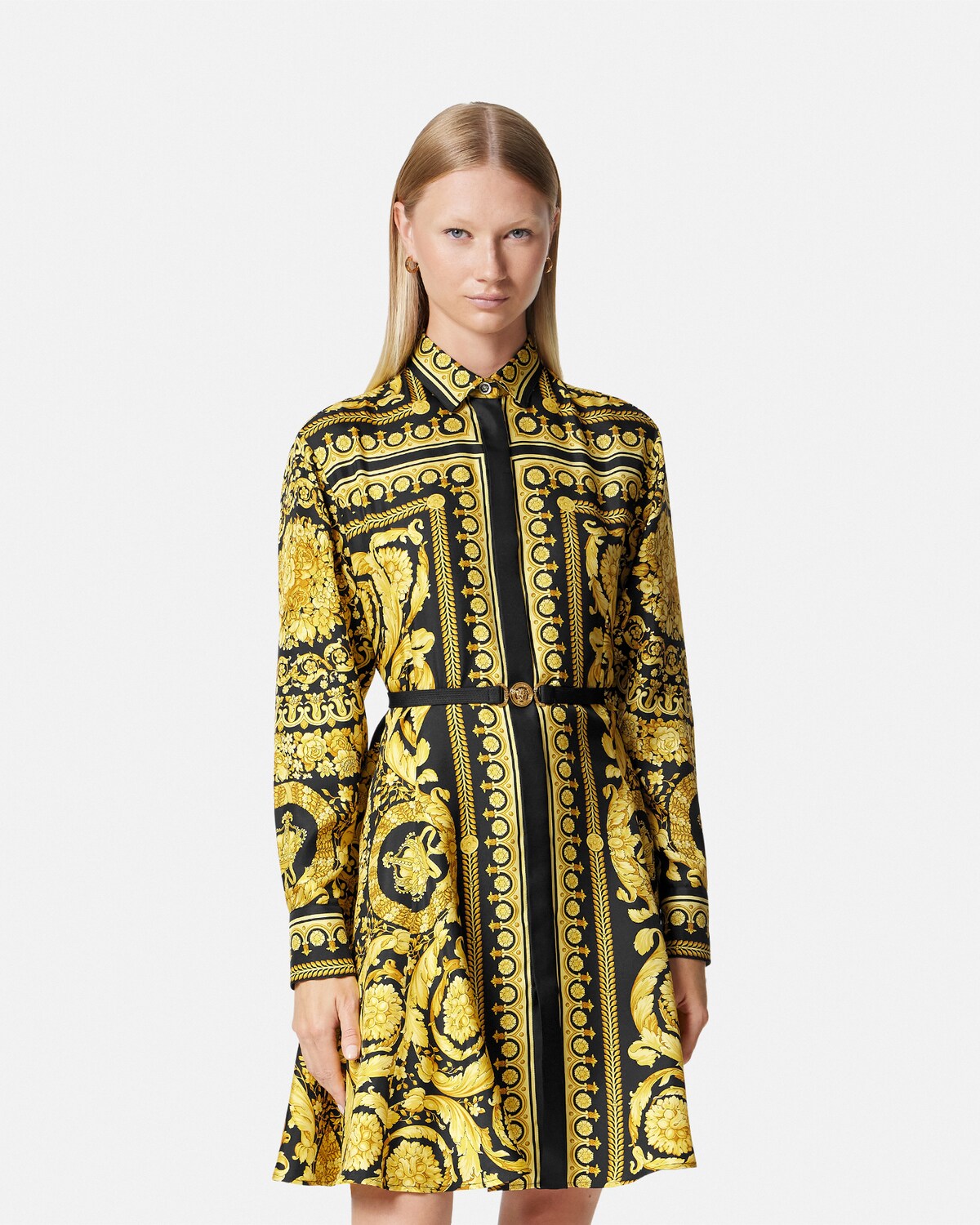 Versace Barocco Silk Shirt Mini Dress | VERSACE