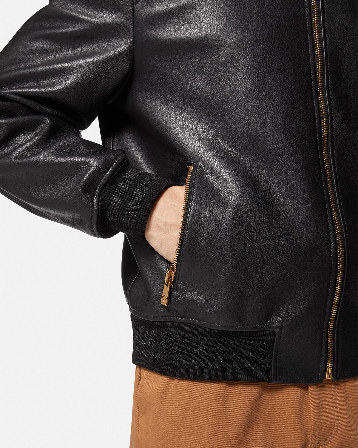 Versace Greca Leather Bomber Jacket for Men | Online Store EU