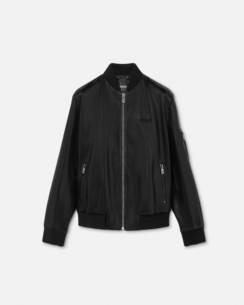 Leather Bomber Jacket Black | VERSACE