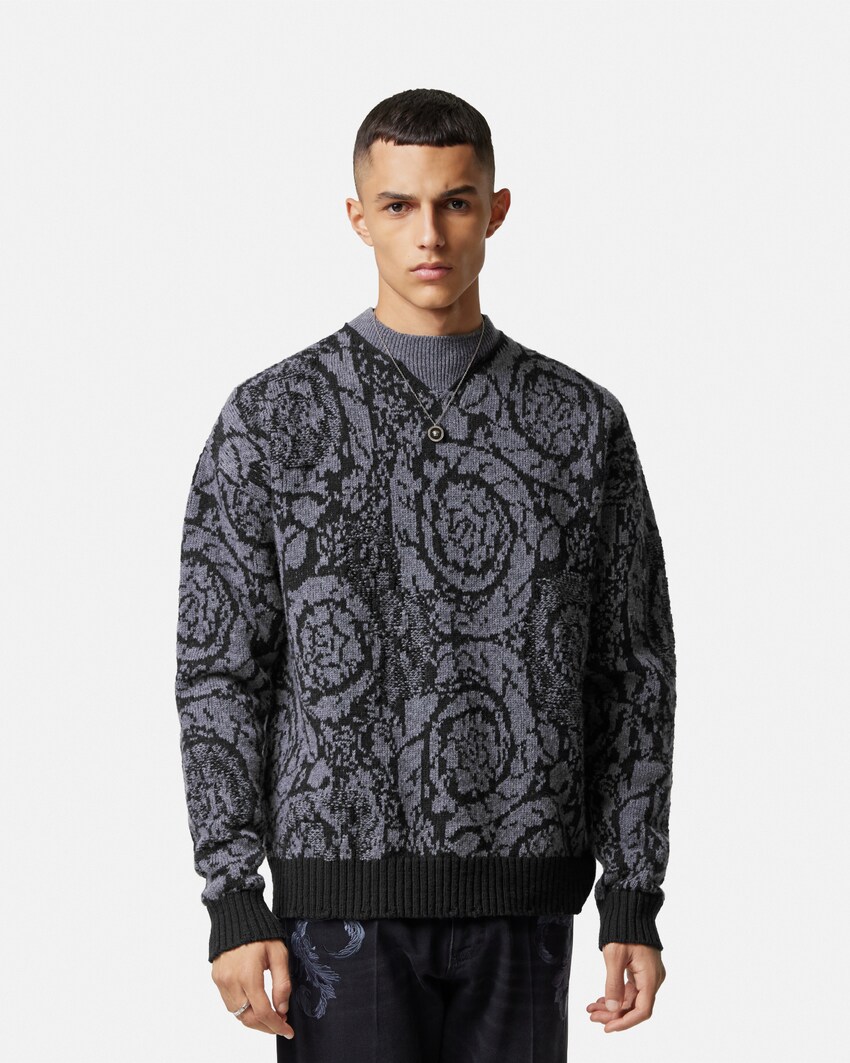 Barocco Knit Sweater Black | VERSACE US