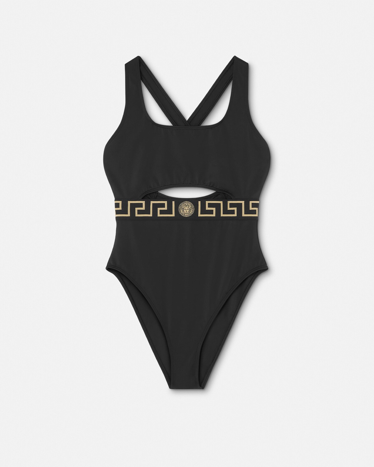 Greca Border One-Piece Swimsuit Black | VERSACE