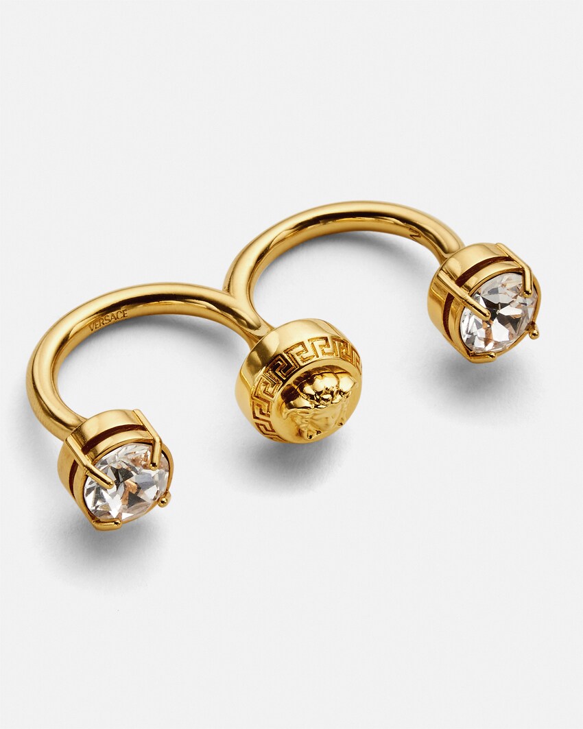 Crystal Medusa Round Cuff Ring | VERSACE US