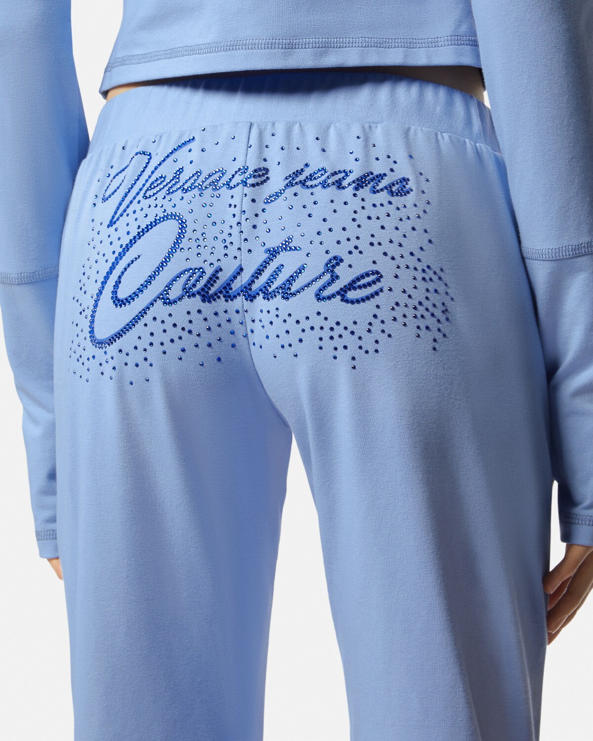 Pantalón de chándal acampanado con cristales Azúl,Estampado | VERSACE MX