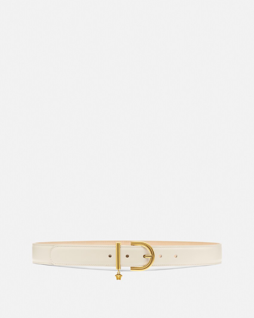 Medusa '95 Leather Belt Beige | VERSACE CA