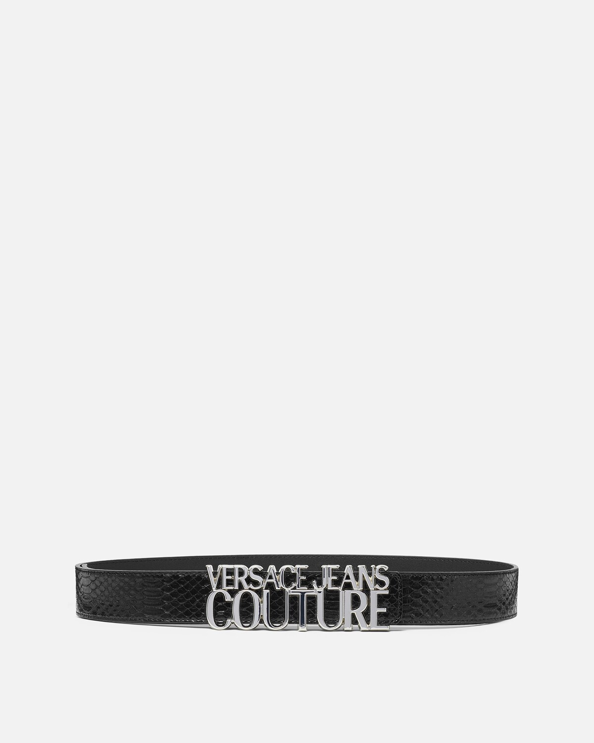 Versace Snakeskin-Effect Logo Belt | VERSACE