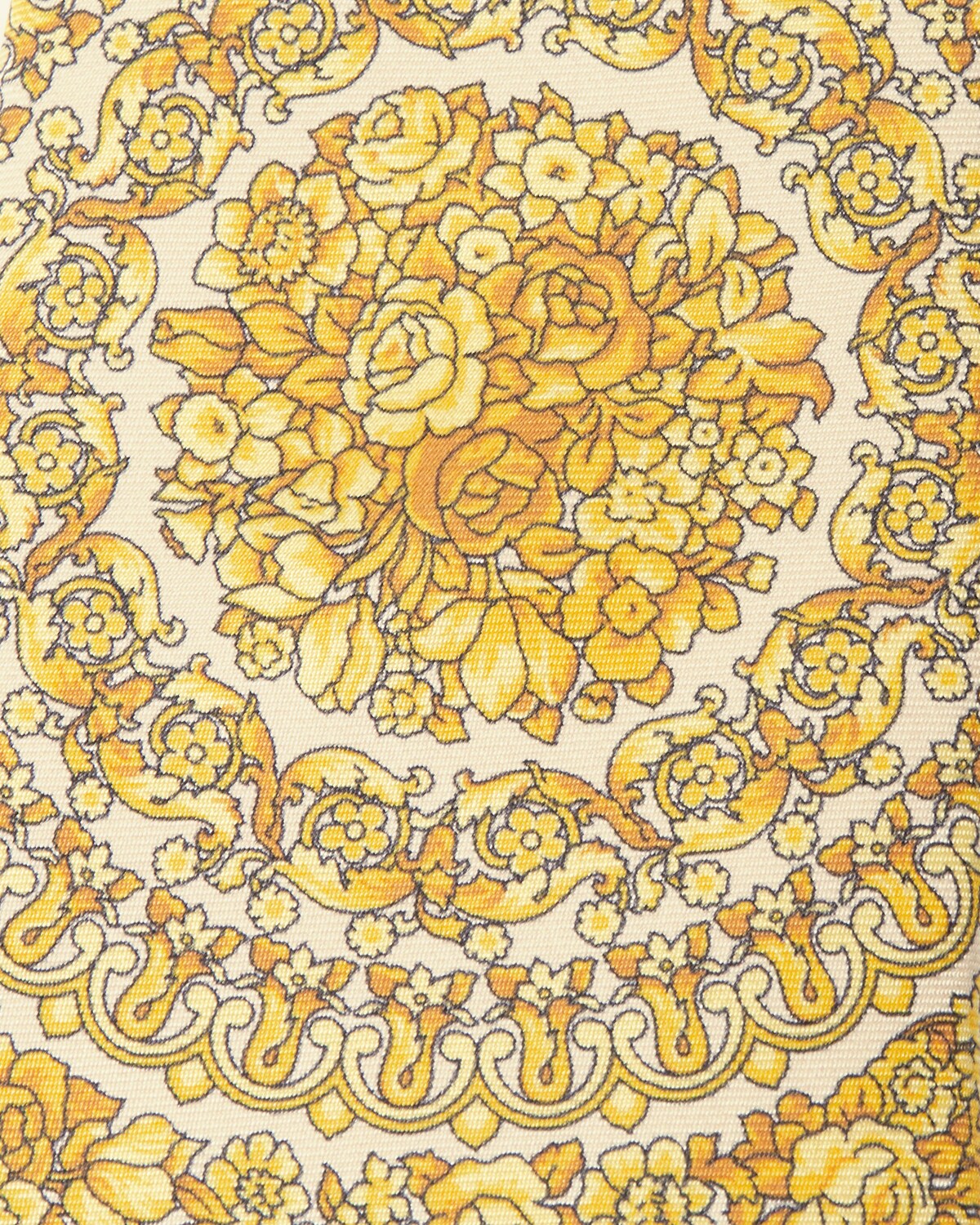 Barocco Silk Tie Yellow,Print | VERSACE US