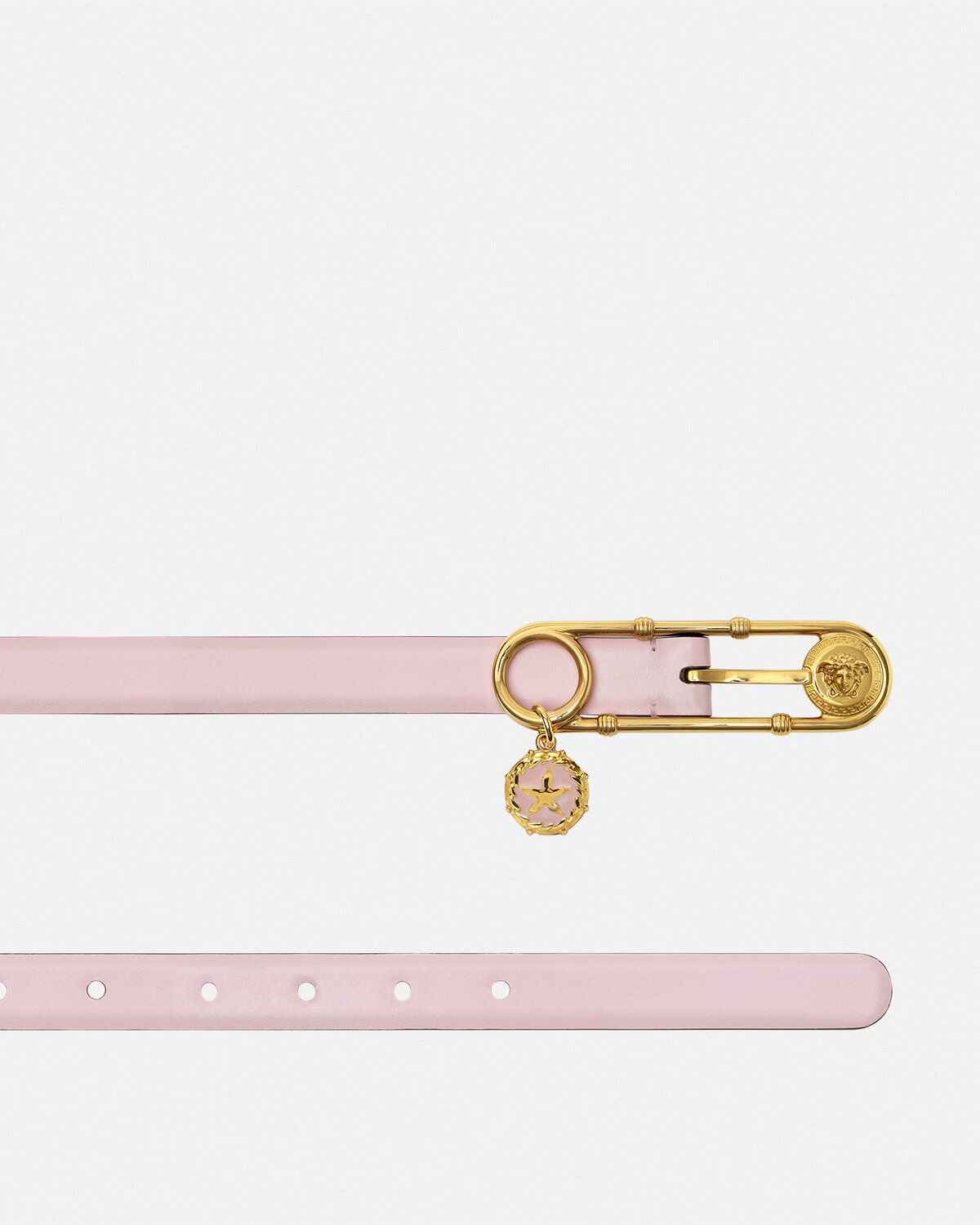 Safety Pin Leather Belt 2 Cm Pink Versace Uk