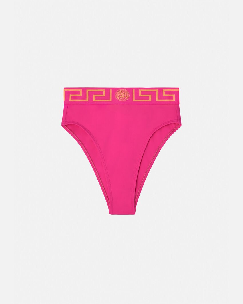 Greca Border High Waist Bikini Bottoms Pink Versace Us