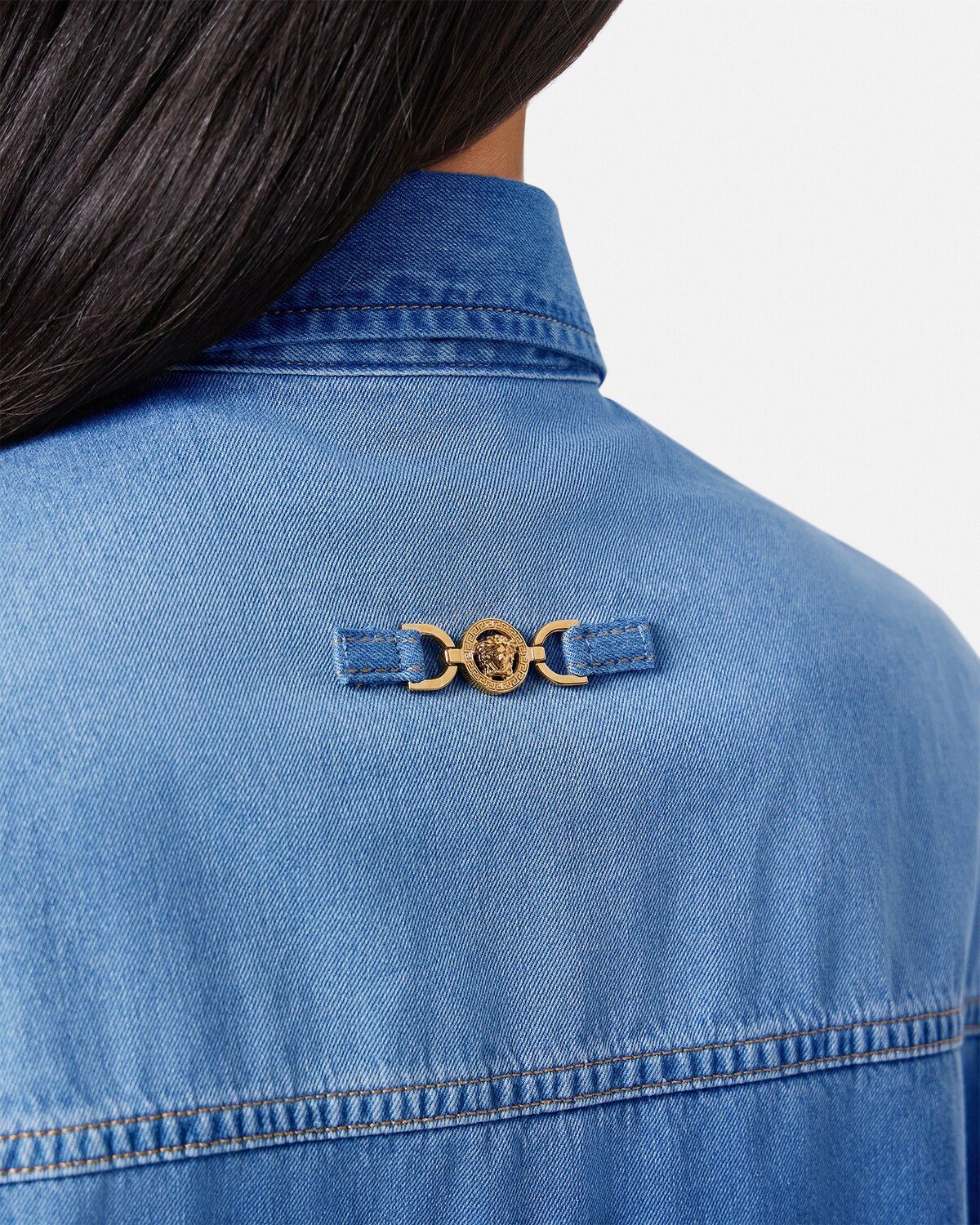 Camisa vaquera corta Versace Milano Stamp Azúl | VERSACE MX