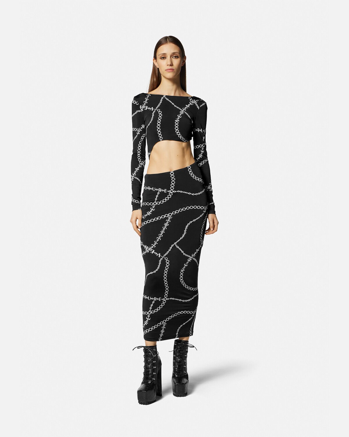 Versace Jeans Couture Necklace Cutout Midi Dress For Women Online