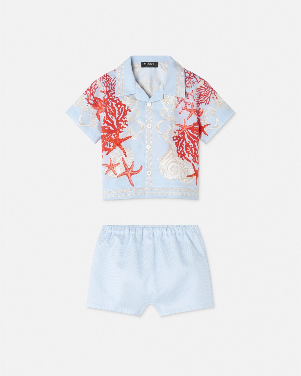 Barocco Sea Baby Shirt Set Blue | VERSACE IN