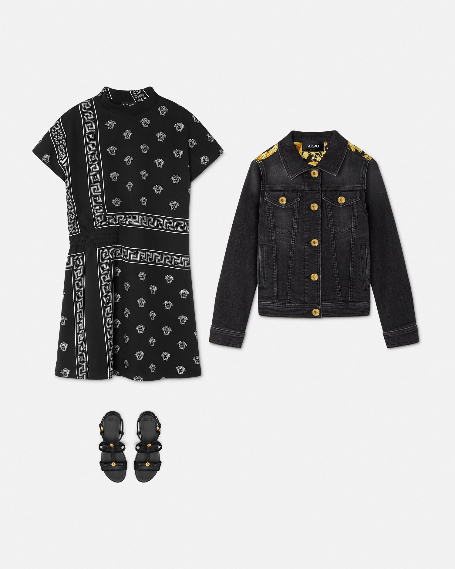 Versace Medusa Bandana Kids Dress In Black | ModeSens