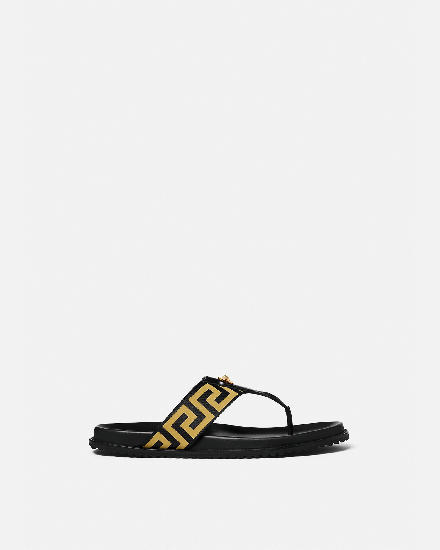 Versace Medusa Greca Sandals In Black+gold | ModeSens