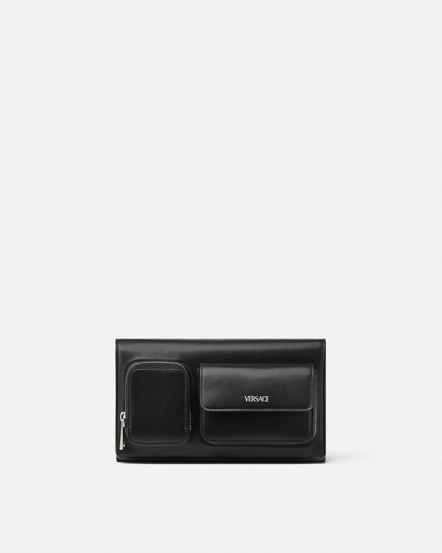 Versace Cargo Trifold Pouch In Black+silver | ModeSens